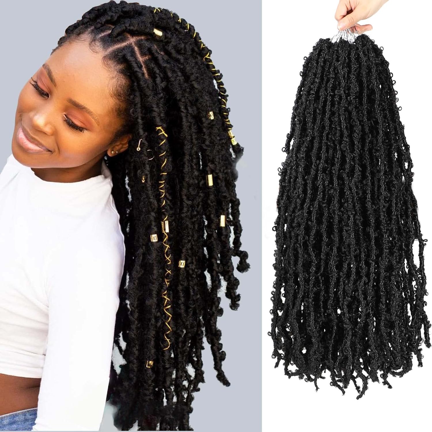 6 Pack Butterfly Locs Crochet Hair Goddess Soft Locs Braiding Hair Ext ...