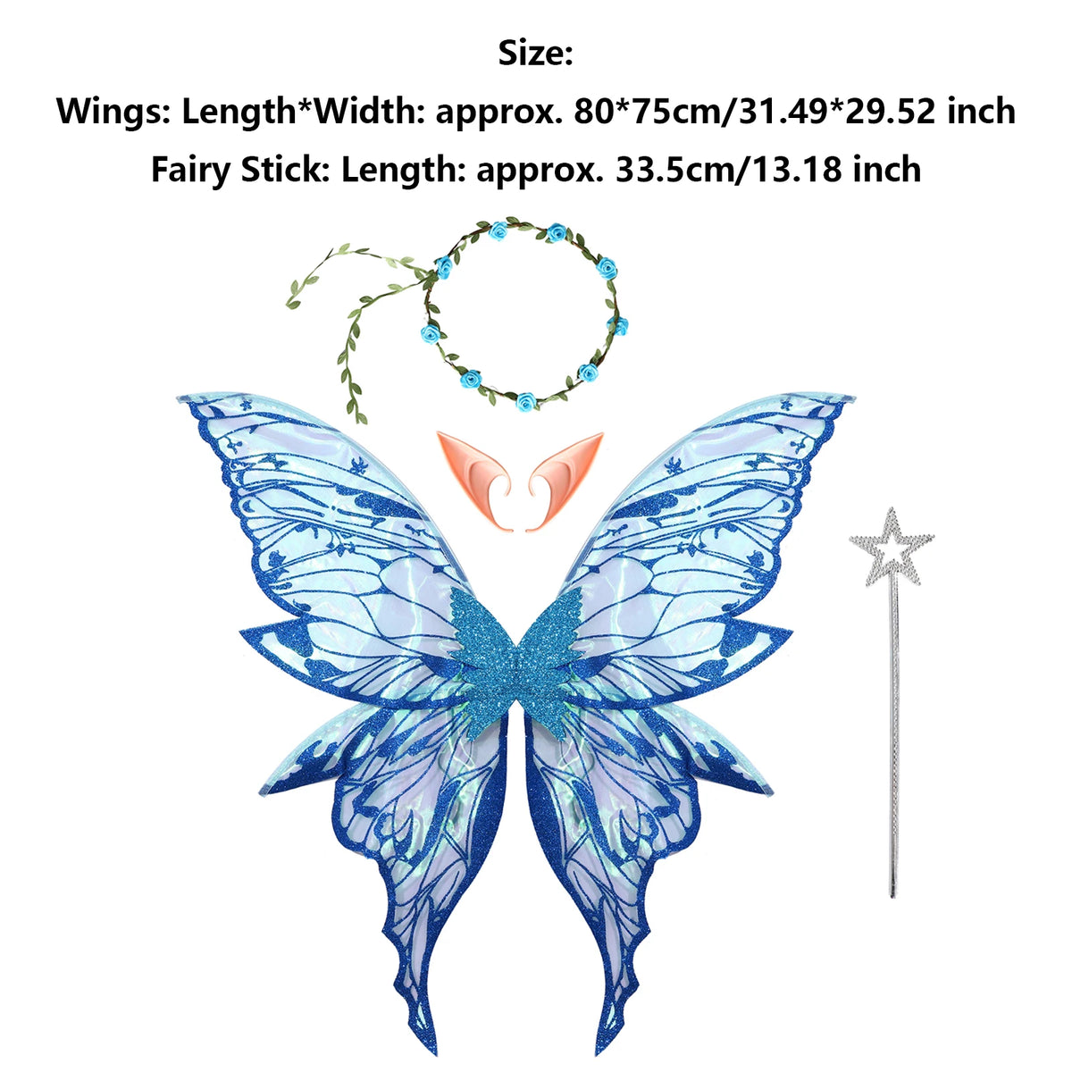 Butterfly Fairy Wings Princess Angel Wing Elf Ears Star Fairy Stick Ga ...