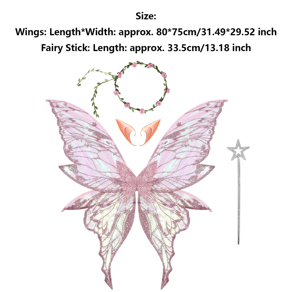 Butterfly Fairy Elf Costume Wing Princess Angel Wing Ears Star Fairy S ...